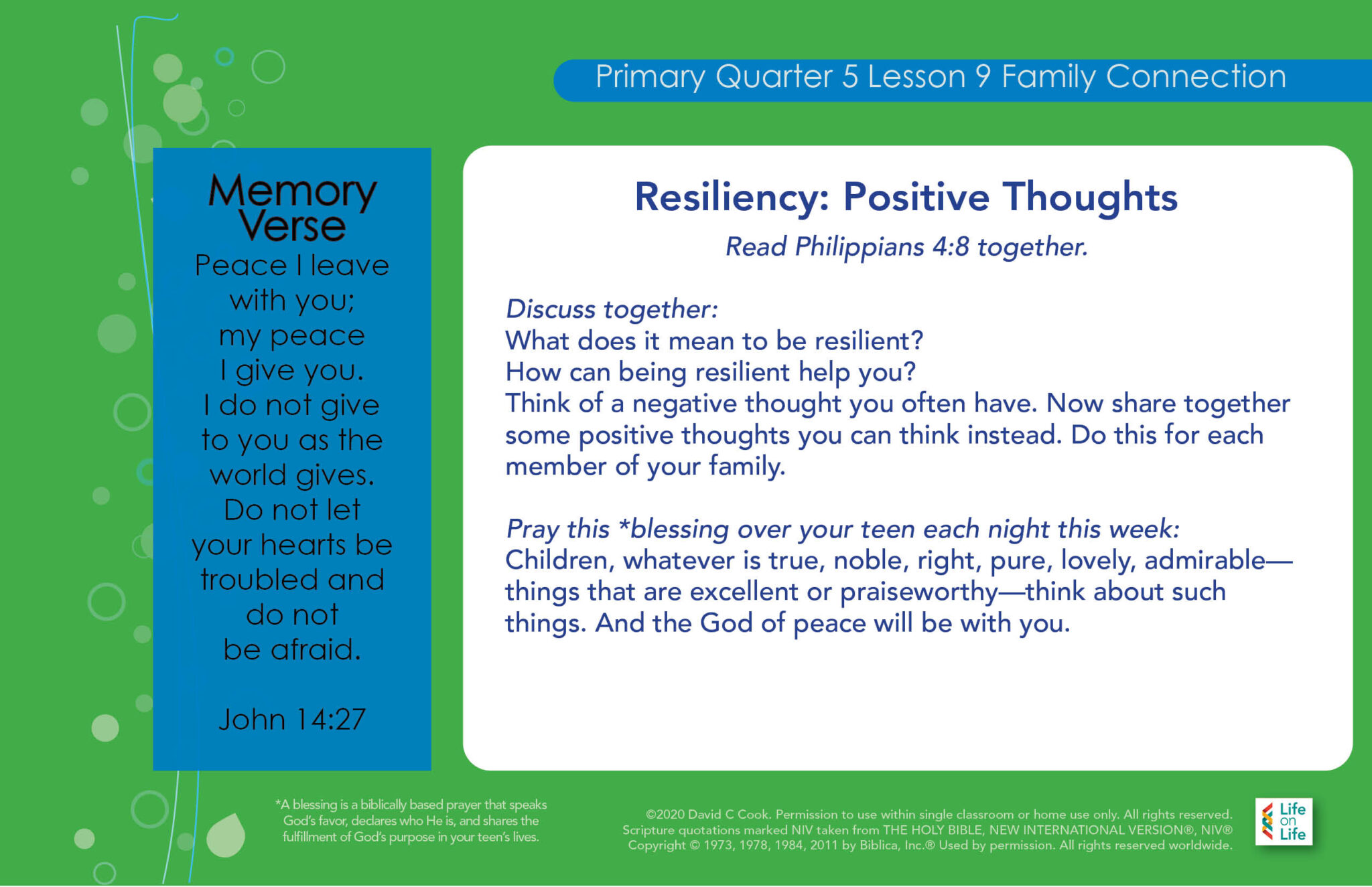Resiliency: Positive Thoughts | Life on Life | Sunday School Curriculum ...