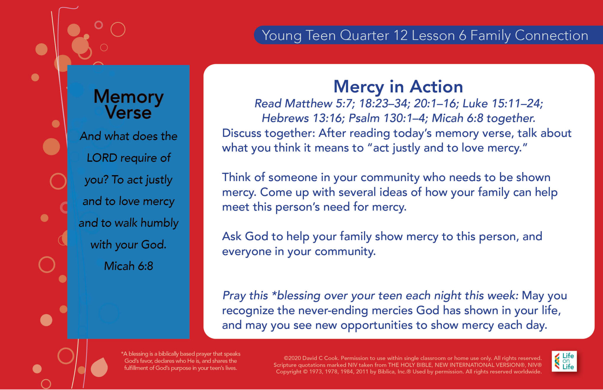 Mercy in Action | Life on Life | Youth Sunday School Curriculum